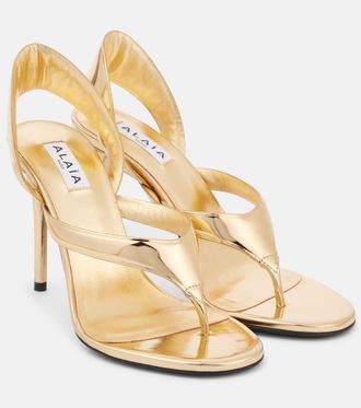 Alaia Alaïa Sandalen Infradito 90 aus Metallic-Leder