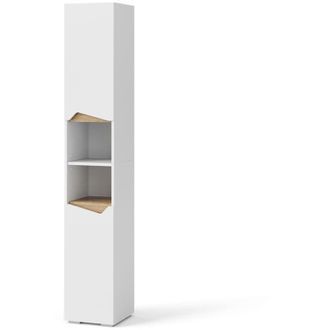 Vicco Meuble de rangement de salle de bain Marelle, Blanc, 30 x 180 cm avec portes, et compartiments ouverts