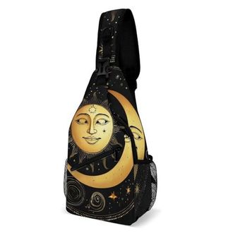 Generic Sacoche Homme Bandouliere Soleil Croissant de Lune &Eacute;toiles Astrologie Tarot Multifonction Sac Bandouli&egrave;re Casual Sac &agrave; Dos Militaire pour Camping &eacute;col
