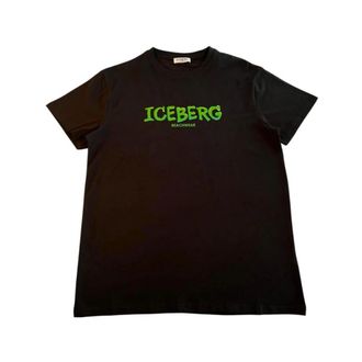 Iceberg Schwarzes Baumwoll Herren T-Shirt - - Tops - Herren - Schwarzk - M