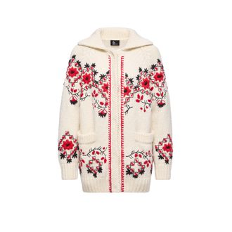 Moncler Moncler Embroidered Wool Blend Cardigan, Women, White, Size: L