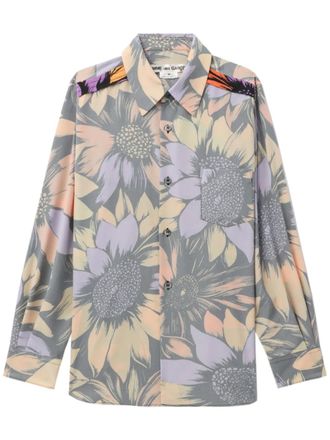 Comme Des Garçons Hemd mit Blumen-Print - Orange