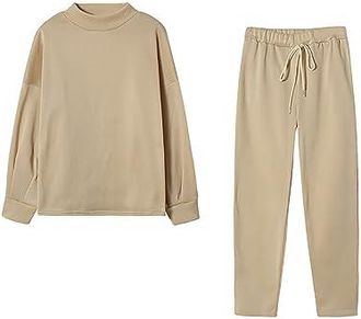 Generic Survêtements de sport pour femmes 2 pièces automne hiver survêtement femme uni doublure automne et hiver col rond isolation manches longues pull sweat