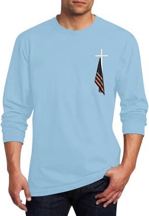 Generic Chemise d&eacute;contract&eacute;e &agrave; manches longues et col rond pour homme, t-shirt graphique l&eacute;ger et respirant, haut confortable pour le printemps et lautomne 20