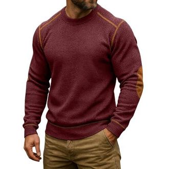 Generico Sweat-shirt pour homme sans capuche, pull de travail pour homme avec col rond, pulls unis, cool sweatshirts &eacute;l&eacute;gants et ajust&eacute;s, rouge, 5X-Large