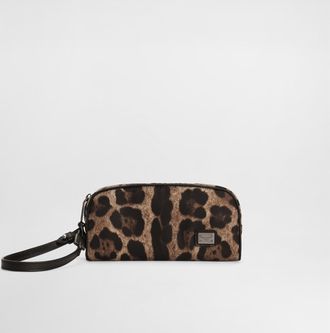 Dolce & Gabbana Leopard-print Nylon Necessaire - Mann Brieftaschen Und Clutches Animalprint Onesize
