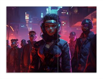 Wallario Herdabdeckplatte/Spritzschutz aus Glas, 2-teilig, 70x52cm mit 13 mm hohen Füßen, für Ceran- und Induktionsherde, Nacht der Revolutionäre