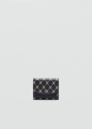Mango Portefeuille moyen &agrave; rabat avec imprim&eacute; logo bleu marine - Femme - Taille unique - MANGO