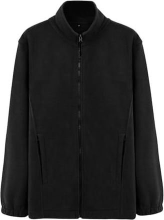 Generic Vestes en polaire chaude pour femme - Double &eacute;paisseur - Manteau dhiver et dautomne avec col montant pour les voyages d&eacute;contract&eacute;s, Noir, XXL