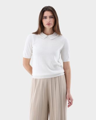 van Laack Strick Poloshirt mit H&auml;kel-Kragen