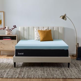 Lucid Lucid 7,6 cm Matratzenauflage King - Gel Infused Memory Foam - Memory Foam Matratzenauflage King - Bel&uuml;ftetes Design - CertiPur Zertifiziert, Hellblau