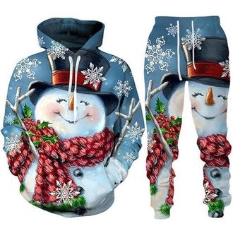 Generic Surv&ecirc;tement de No&euml;l 2 pi&egrave;ces avec sweat &agrave; capuche et pantalon de surv&ecirc;tement pour homme, A-04, XXL