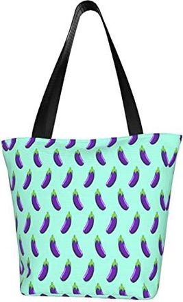 AOOEDM Aubergine motif violet sac fourre-tout r&eacute;utilisable femmes sac &agrave; main d&eacute;contract&eacute; sacs &agrave; bandouli&egrave;re pour faire les courses &eacute;picerie voyage &agrave; lext&eacute;rie