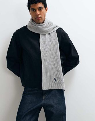 Polo Ralph Lauren &eacute;charpe en maille &agrave; logo icon gris