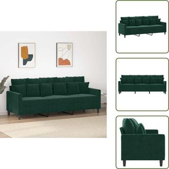 vidaXL 3-Sitzer-Sofa Dunkelgr&uuml;n 180 cm Samt - Samtsofa - Wohnlandschaft - 3er Sofa - Dunkelgr&uuml;nes Sofa - Modernes Sofa