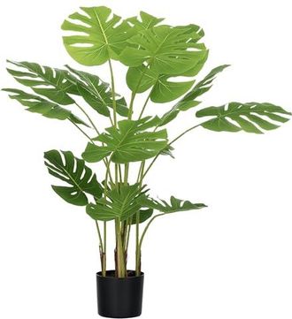 HOMCOM Arbre Artificiel Plante Artificielle Monstera deliciosa avec Pot Inclus Hauteur 120 cm intérieure Vert