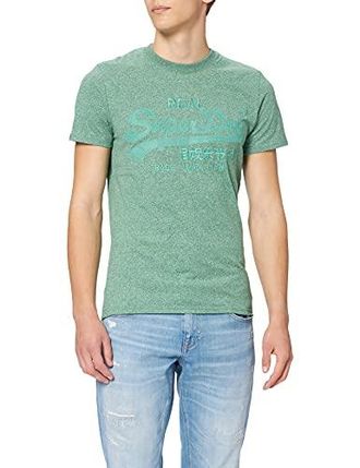 Superdry M1011243A VL Tonal EMB Tee 180, Bright Green Grit, S Homme