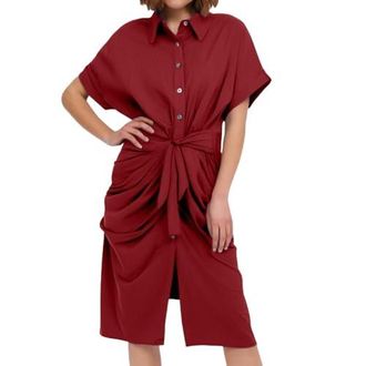 Generic WVONIF Robe Femme Col en V sans Manches D&eacute;contract&eacute;e Plage Robes Chic et Elegant &Eacute;t&eacute; Couleur Unie Mini Longue Tunique Shirt Dress for Women Cache-Mail