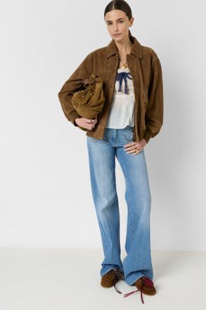 Gerard Darel Blouson en cuir velours - TACHA - Taupe