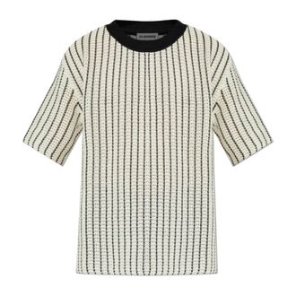 Jil Sander Homme, Tops, Beige, Taille: M T-shirt avec maille d&eacute;corative