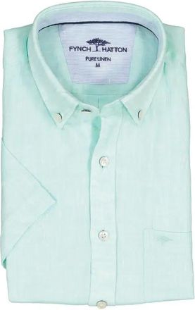 Fynch-Hatton Fynch-Hatton Herren Kurzarmhemd gr&uuml;n Leinen