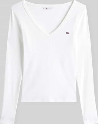 Tommy Jeans Slim Fit Langarmshirt mit Logo-Detail