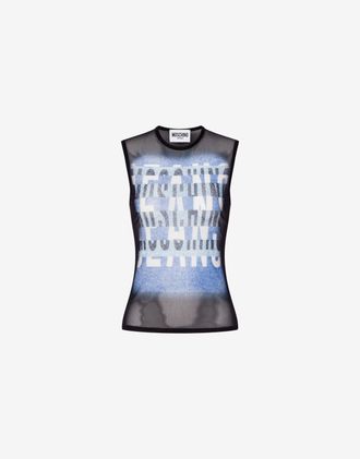 Moschino Bedrucktes Netz-Oberteil - Schwarz