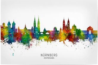 artboxONE Poster 45x30 cm Städte Nürnberg Germany Skyline txt - Bild nürnberg Cityscape Deutschland
