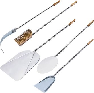 Giemme 5-teiliges Pizzaschaufel-Set aus Edelstahl - für Pizzen Ø 33 cm, für Backöfen bis 110 cm Tiefe