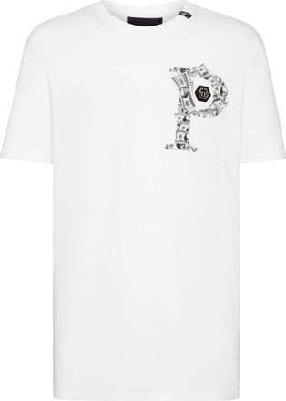 Philipp Plein Homme, Tops, Blanc, Taille: 2XL T-shirt Col Rond SS Money