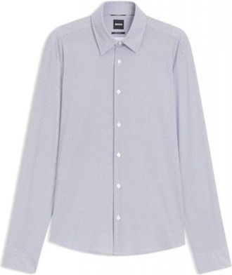 HUGO BOSS Homme, Chemises, Bleu, Taille: XL Chemise &agrave; coupe r&eacute;guli&egrave;re imprim&eacute;e en jersey extensible performant