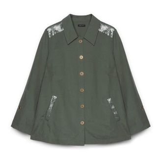 Fiorella Rubino Femme, Blouses et Chemises, Vert, Taille: 44 FR Chemise Oversize avec Broderie