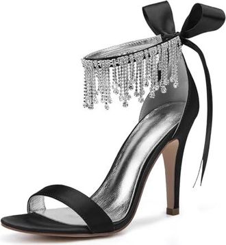 Generic Chaussures De Mariage Escarpins Femme Sandales Mariée Bride Cheville Dress Fête Aiguille Talon10.5CM,Noir,36 EU