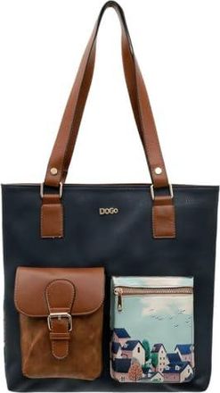Dogo Womens Handmade Vegan Leather Shoulder Bags - Tote Bags with Various Designs for Women - Stylish and Fahionable Choice,Buildings,Standard