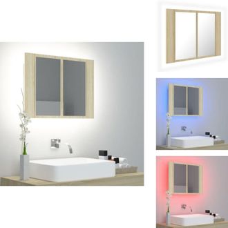 vidaXL Vidaxl - LED-Bad-Spiegelschrank Sonoma-Eiche 60x12x45 cm Acryl - LED-Spiegelschrank - Badezimmerspiegel - Acrylspiegel - Sonoma-Eiche - rgb