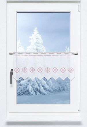 Plauener Spitze Scheibengardine Eiskristall (Bx H) 410cm * 30cm Rot/reinrot