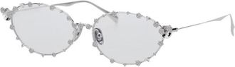 Yvmin Yvmin, Femme, Accessoires, Gris, Taille: ONE Size Lunettes avec d&eacute;coration de pierres pr&eacute;cieuses en forme de fleur