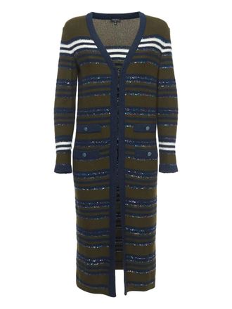 Chanel cardigan à rayures - Marron