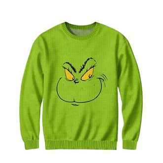 Generic Le Grinch Pull De Noel Homme Costume Noel col Rond Adulte Moche Drole Deguisement Vetement 2025 Famille Christmas Enfant Sweatshirts Pyjama Femme Pull