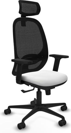 Piqueras y Crespo Wei&szlig;er B&uuml;rostuhl mit 2D-Armlehnen, h&ouml;henverstellbare Lendenwirbelst&uuml;tze und Kopfteil, h&ouml;henverstellbar und neigbar, Schwarz/Wei&szlig;