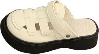 Generic Sandales romaines d&eacute;t&eacute; creuses d&eacute;contract&eacute;es r&eacute;tro polyvalentes &agrave; fond &eacute;pais Sandales de plage en caoutchouc pour femme, Noir, 36.5 EU