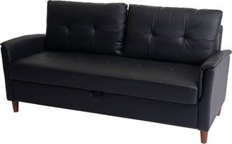 Hhg 3er Sofa HHG-697, Loungesofa Dreisitzer Couch, Stecksystem Staufach Kunstleder, schwarz