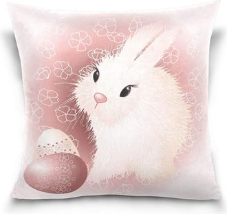 Linomo Kissenbezug 50x50 cm, Gl&uuml;cklich Ostern Hase Ei Dekorative Kissenbezug Kissenh&uuml;lle f&uuml;r Couch Sofa Bett Hause