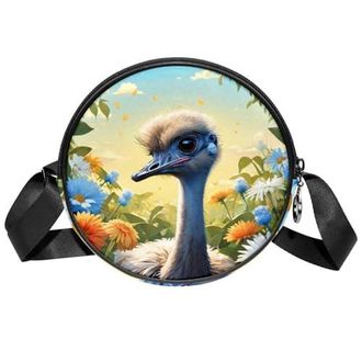 Generic Sac &agrave; bandouli&egrave;re rond pour femme, petit sac &agrave; bandouli&egrave;re avec fermeture &eacute;clair et bretelles r&eacute;glables style d&eacute;contract&eacute; pour femmes et filles