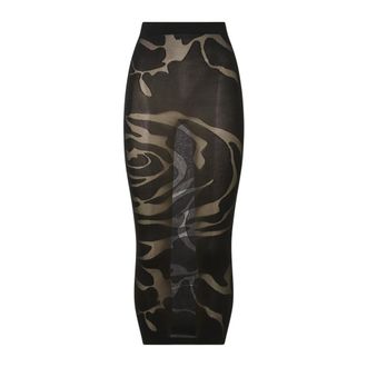 Wolford Femme, Jupes, Noir, Taille: 36 FR Jupe crayon Sheer-matt &agrave; motif rose