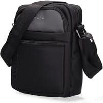 Pierre Cardin Sac &agrave; bandouli&egrave;re pour homme Cuir v&eacute;g&eacute;talien Produit v&eacute;g&eacute;talien 18x25x6 cm 2061-ALAN09, Noir et gris., Taille unique