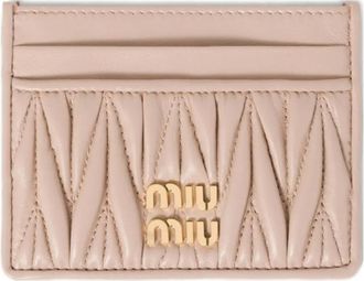 Miu Miu Matelass&eacute; nappa leather card holder - Rosa