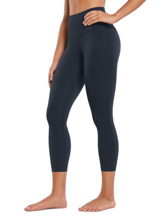 CRZ YOGA Butterluxe Damen High Waist 3/4 Leggings Capri Blickdicht Sport Yoga Fitness Sommer Sporthose - 58cm Echte Marine 36