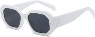 Generic Polygon Lunettes de soleil de luxe tendance pour femme UV400 Lunettes de soleil punk pour femme Lunettes de soleil dextérieur, blanc/noir, Taille uniq
