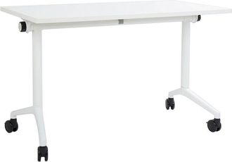 Beliani Schreibtisch Wei&szlig; 120 x 60 cm Klappbar Faltbar mit Rollen Mobil B&uuml;rotisch f&uuml;r Homeoffice B&uuml;ro Modernes Design